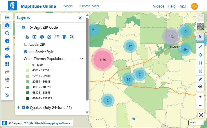 Interactive Cluster Maps | Maptitude Online Mapping