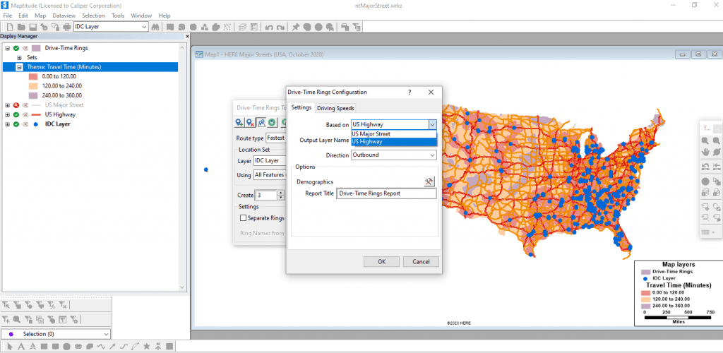 How do I create large drive-time rings? - Maptitude Learning Portal