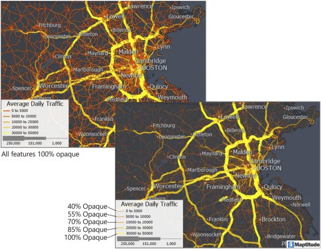 How do I use Transparency in a Map? - Maptitude Learning Portal