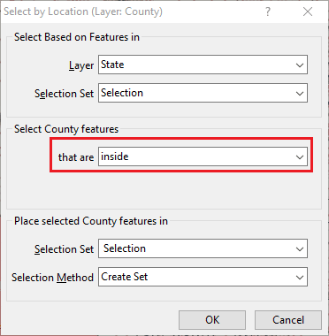 How do I select area features inside a selected region of another area ...