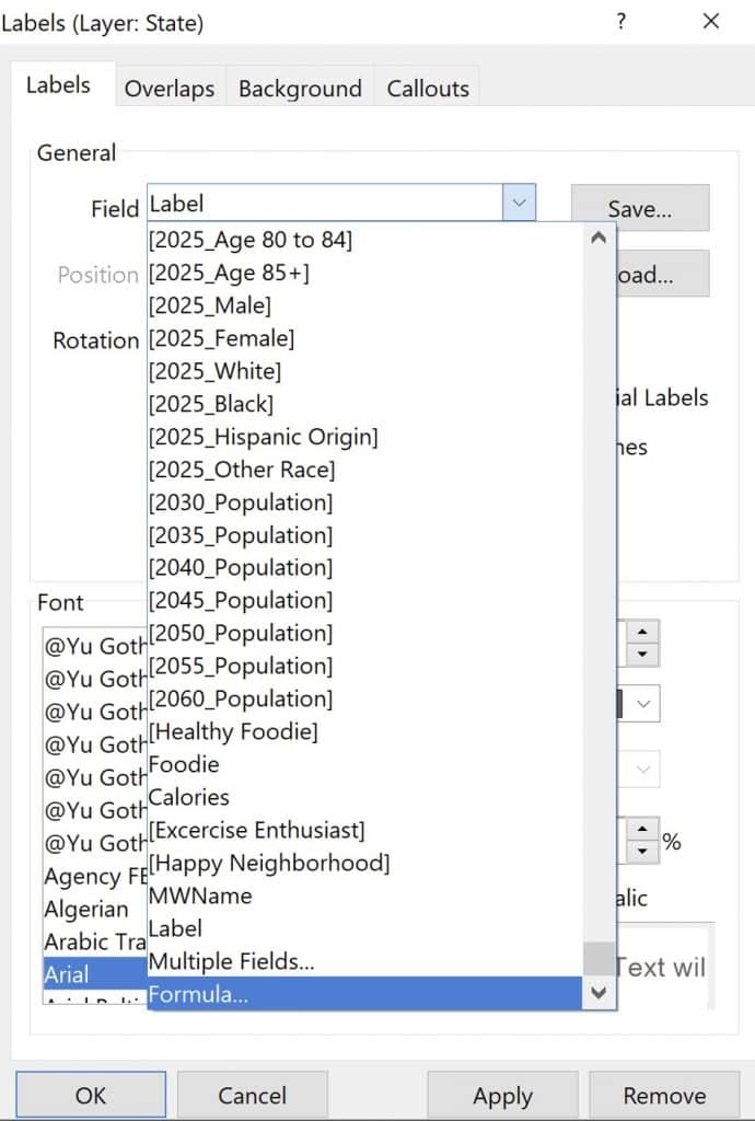 How Do I Show Multiple Data Fields as Labels? - Maptitude Learning Portal