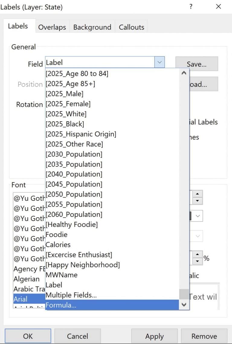 How Do I Show Multiple Data Fields as Labels? - Maptitude Learning Portal